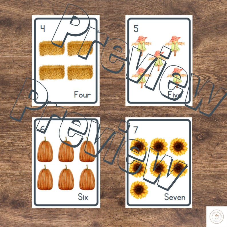 Autumn Number Flashcards 1-10: Preschool Math (PDF Download) - Etsy