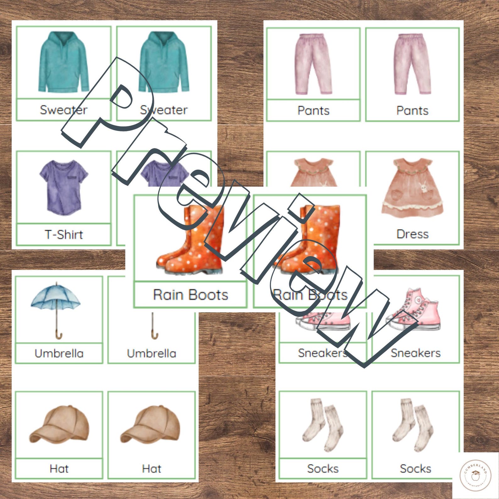 Spring Clothing Montessori Cards | Seasonal Vocabulary | Practical Life ...