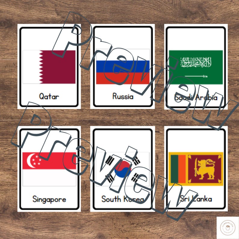 Asia Flags Flashcards: Montessori Geography Printable (PDF) - Etsy