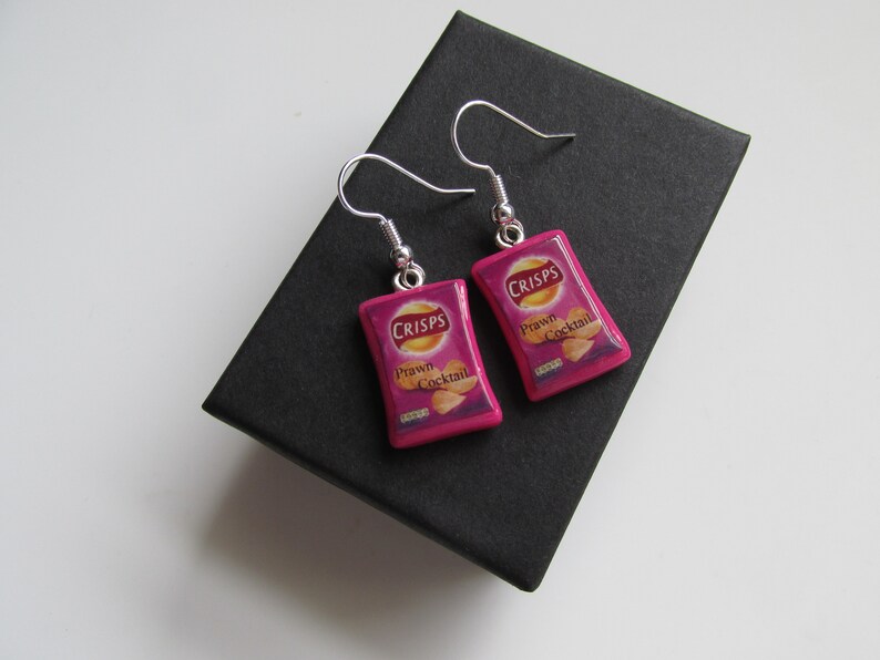 Handmade Miniature Prawn Cocktail Crisp Crisps Packet Dangle Earrings ...