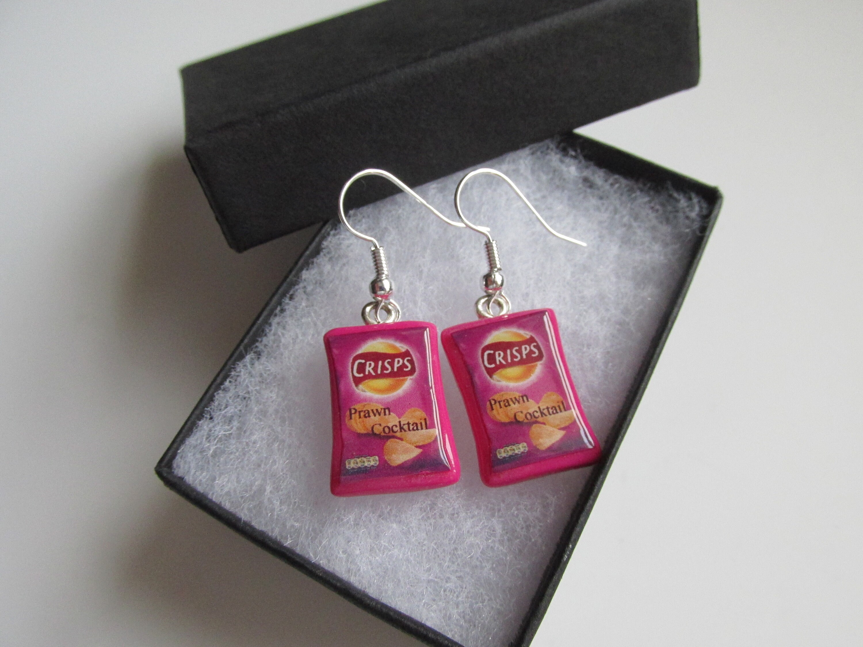 Handmade Miniature Prawn Cocktail Crisp Crisps Packet Dangle Earrings ...