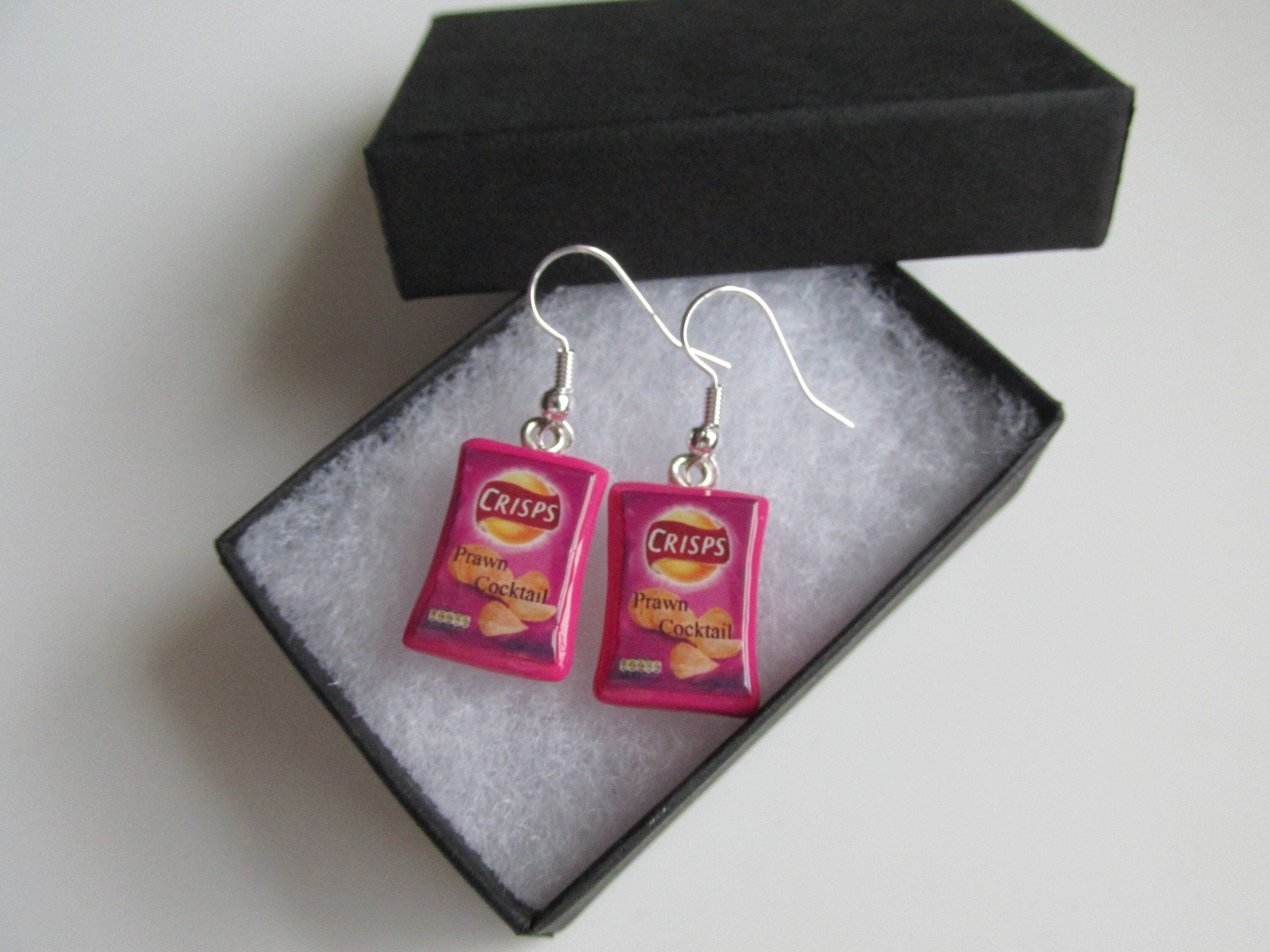 Handmade Miniature Prawn Cocktail Crisp Crisps Packet Dangle Earrings ...