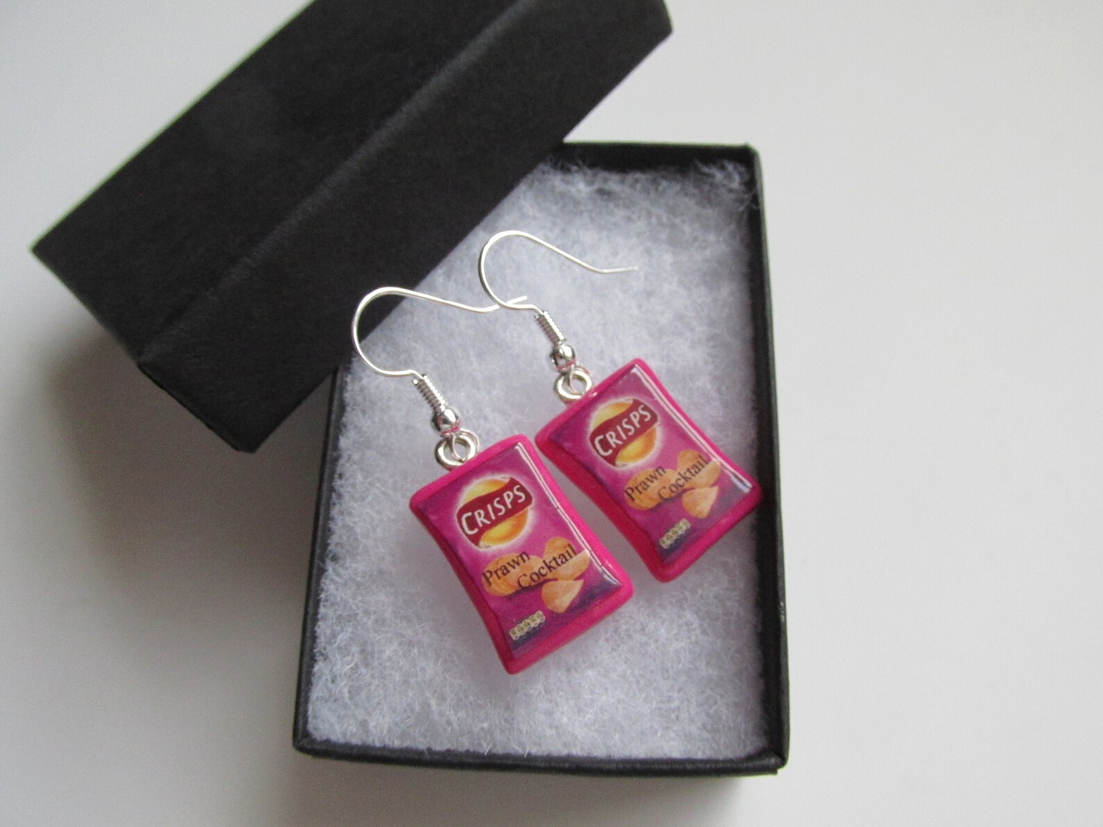 Handmade Miniature Prawn Cocktail Crisp Crisps Packet Dangle Earrings ...