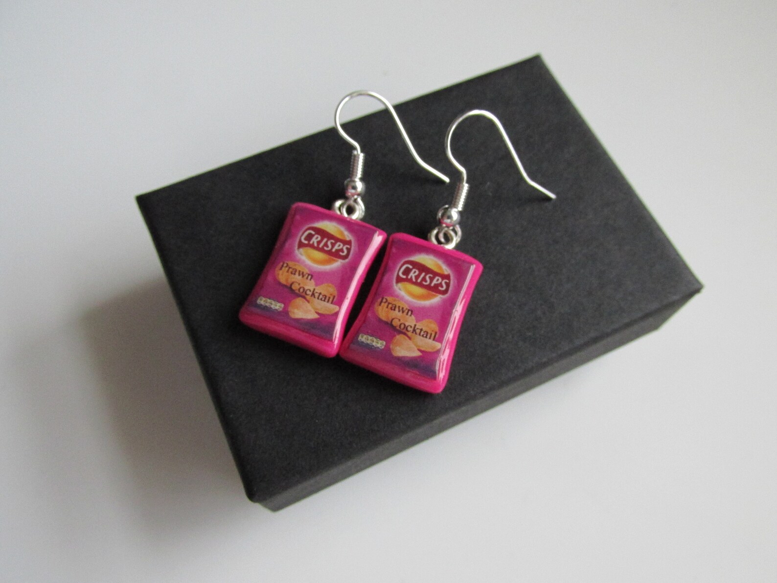 Handmade Miniature Prawn Cocktail Crisp Crisps Packet Dangle Earrings ...