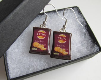 Handmade Miniature Prawn Cocktail Crisp Crisps Packet Dangle Earrings ...