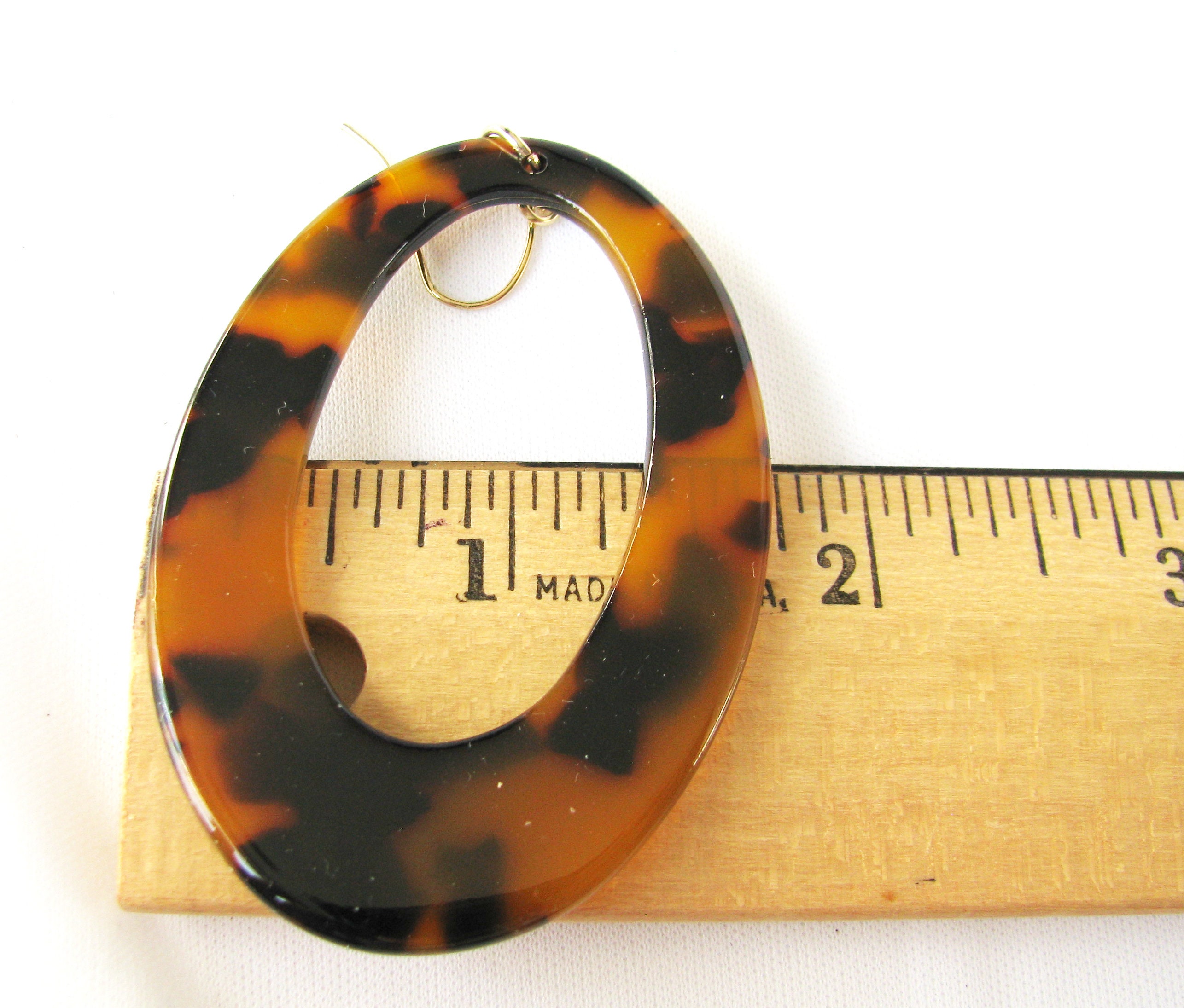 Tortoise Celluloid Acetate Open Oval Earrings Hook Style Earrings ...