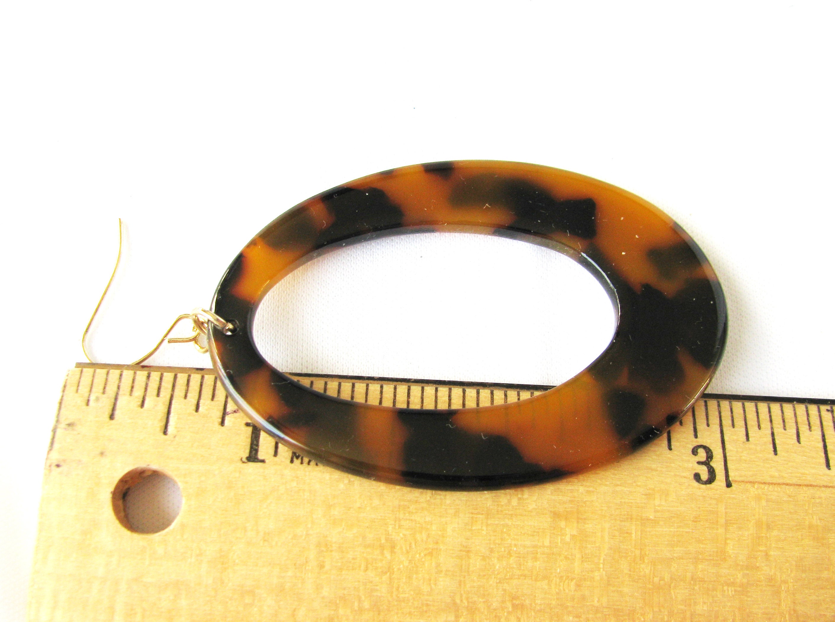 Tortoise Celluloid Acetate Open Oval Earrings Hook Style Earrings ...