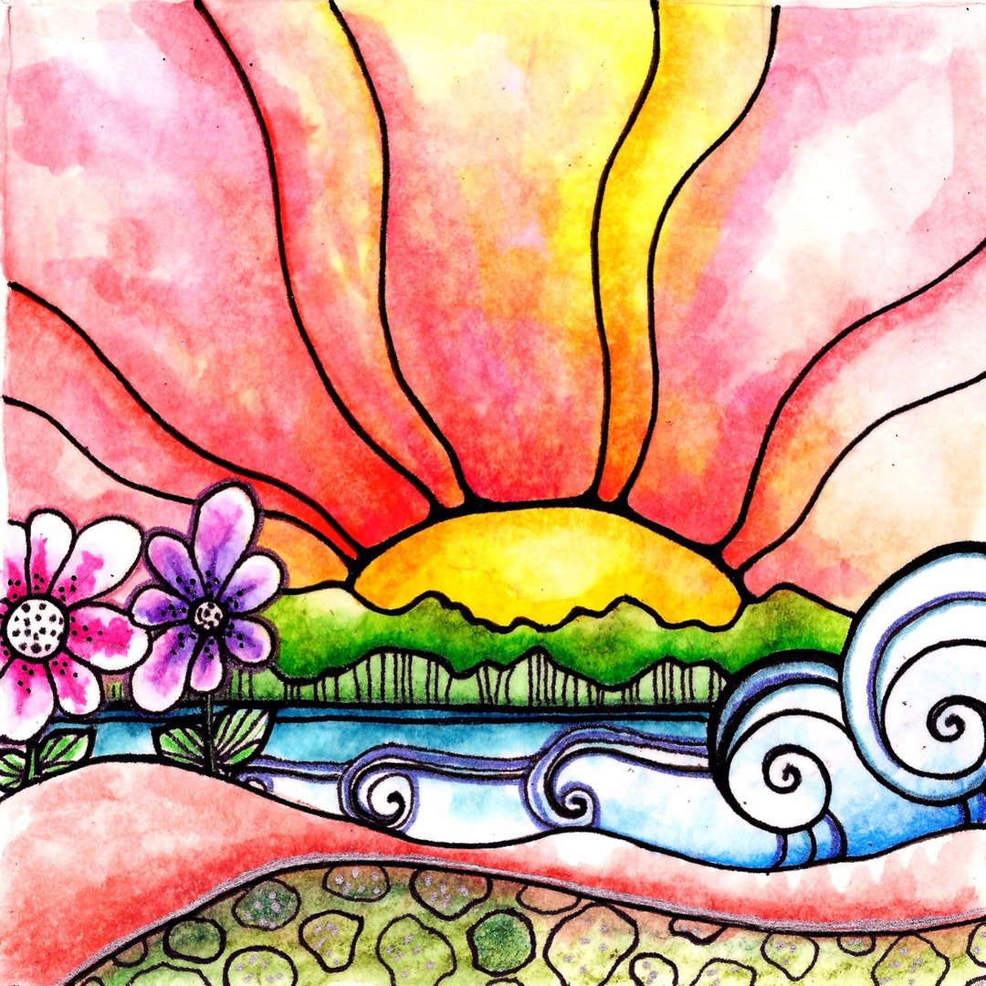 Heat Wave Print Beach Ocean Waves Garden Painting Seascape - Etsy