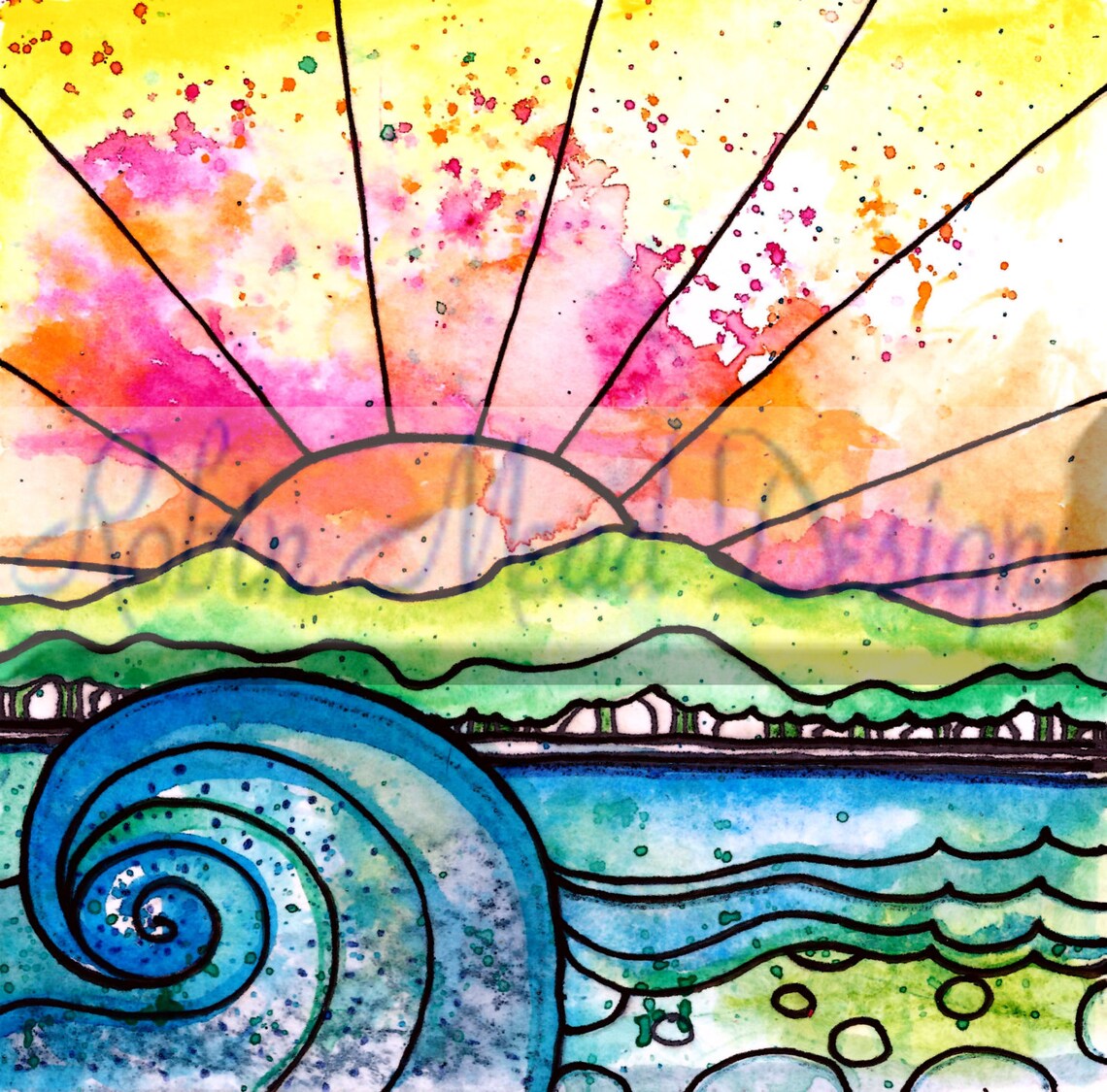 Break of Day Beach Waves Print Sun Sunset Beach Sunrise Art Print ...