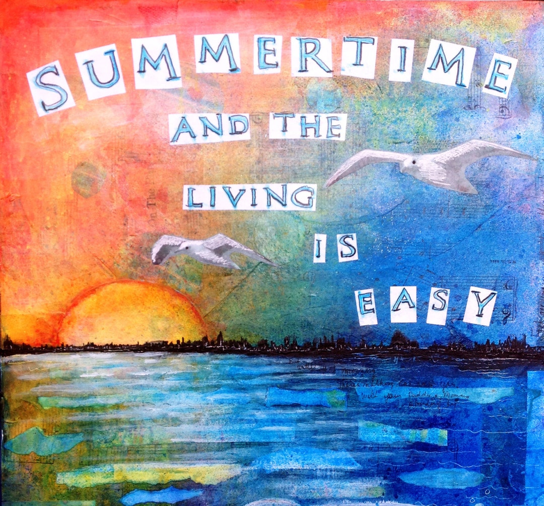 Sunset Print Summertime Print Ocean Beach Waves Sunset Birds Summer ...