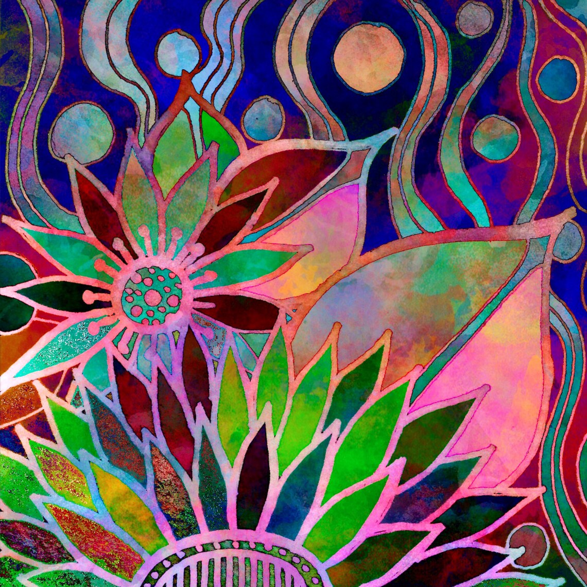 Modern Floral Print Flowers, Floral, Colorful, Garden - Etsy