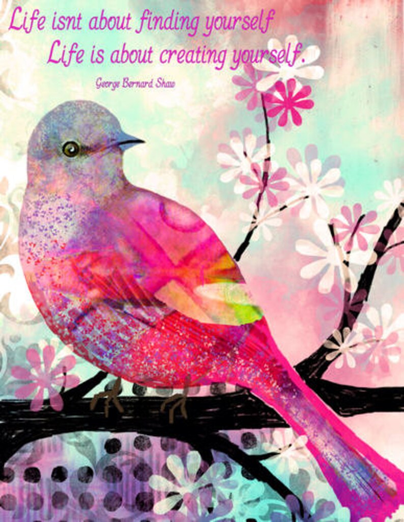 Creating Yourself Bird Art Print Original Digital and Watercolor ...
