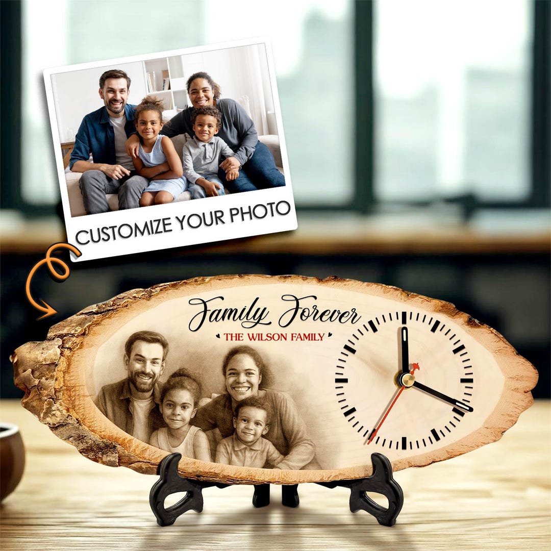 Personalized Photo Wooden Clock, Engraved Gift for Husband - Etsy