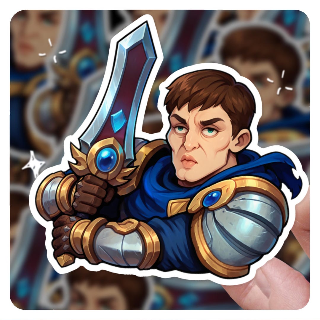 League of Legends Garen Handsome 3" Vinyl Sticker, Lol Sticker, Arcane ...
