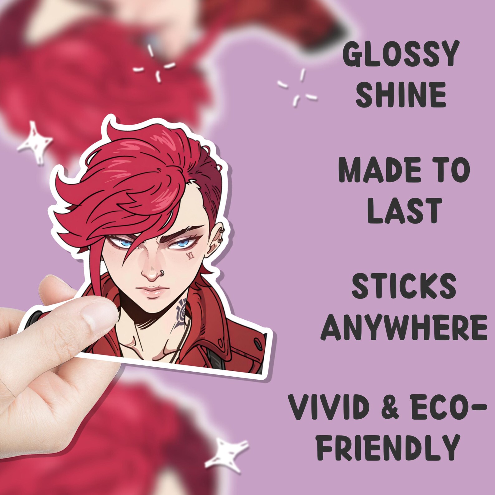 Arcane Vi 3" Vinyl Sticker, Lol Sticker, Arcane Vi Jinx Cait Isha Lol ...