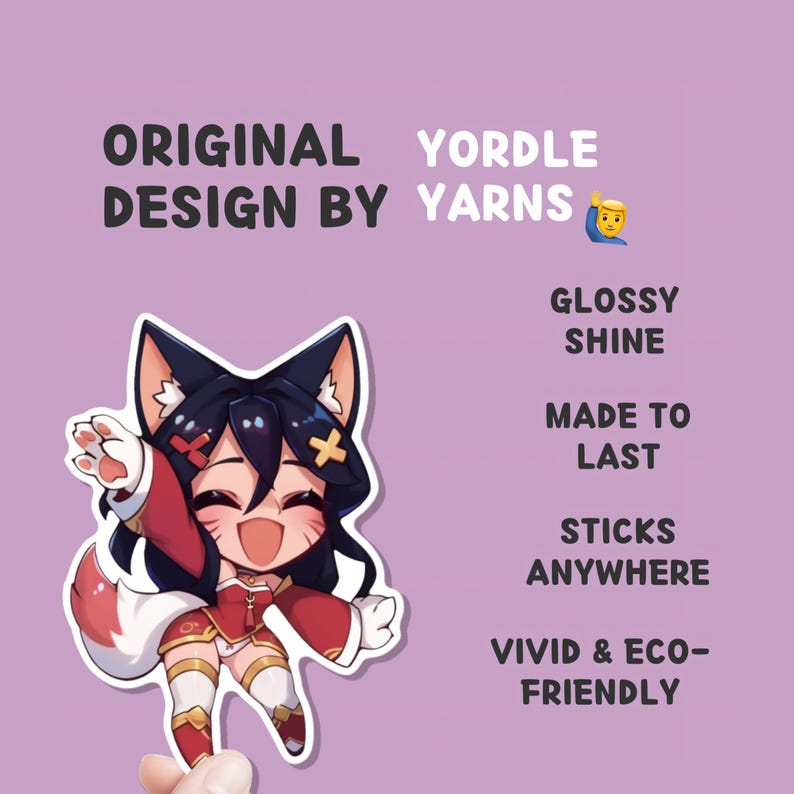 Chibi Ahri League of Legends Kiss-cut Sticker, Vinyl Sticker, Ahri ...