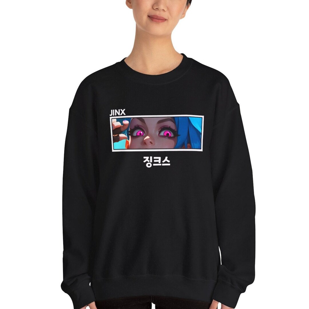 Powder Jinx Eyes Anime Sweatshirt Fanart League of Legends Apparel High ...