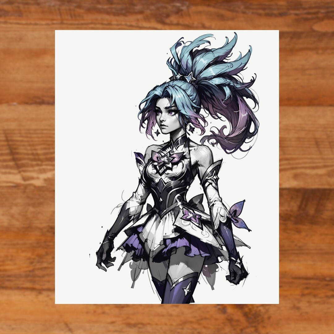 Star Guardian Akali League of Legends Print 9x11 Art Print Sketched ...