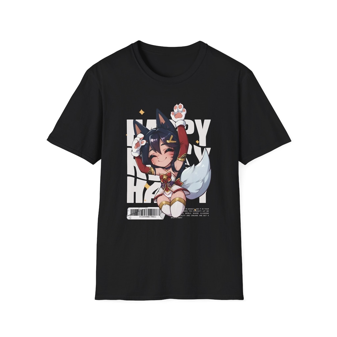Ahri League of Legends Tshirt HAPPY Ahri Fanart Anime Streetwear High ...