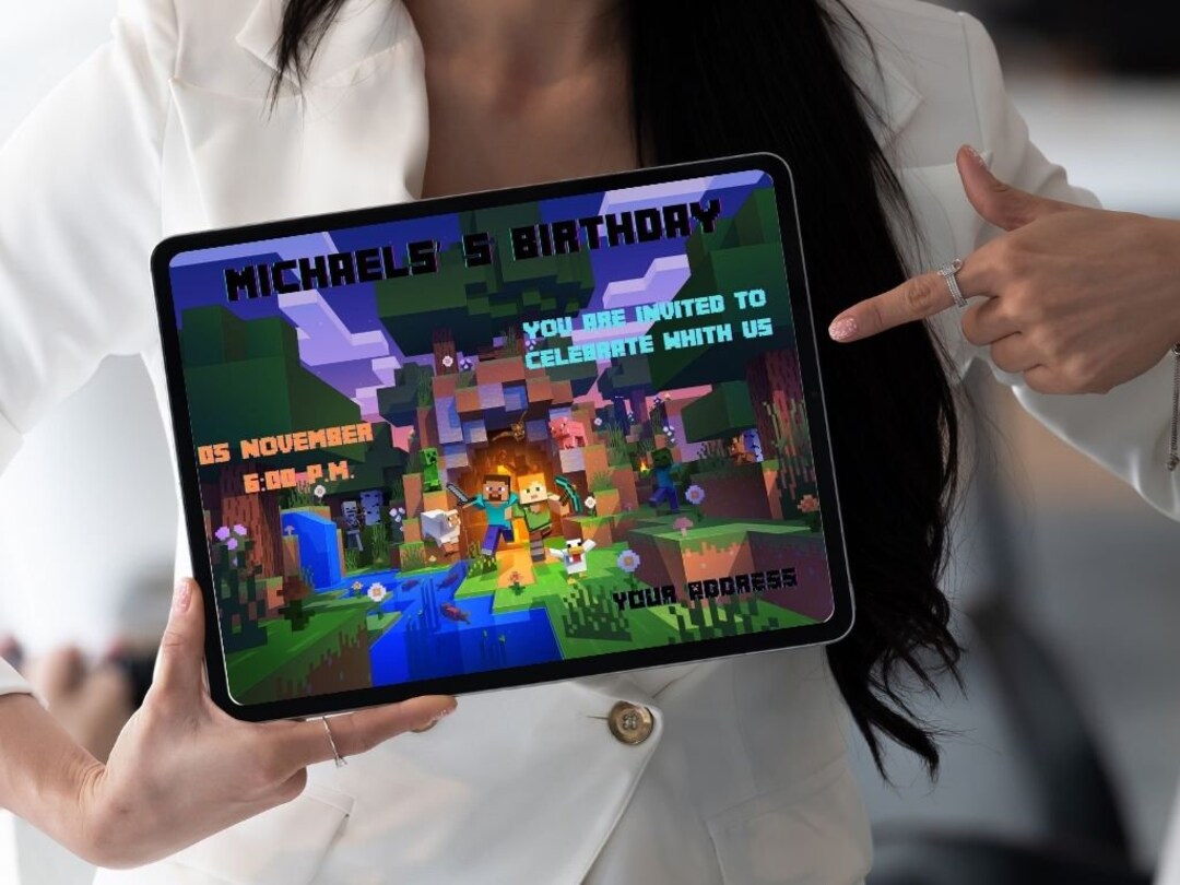 Plantilla para invitacion de cumpleaños Minecraft - Etsy México