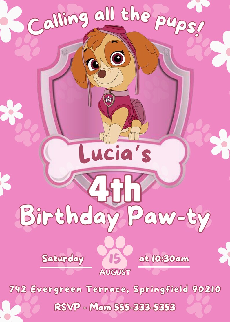 Paw Patrol Invitation Template, Instant Download, Paw Patrol Party ...