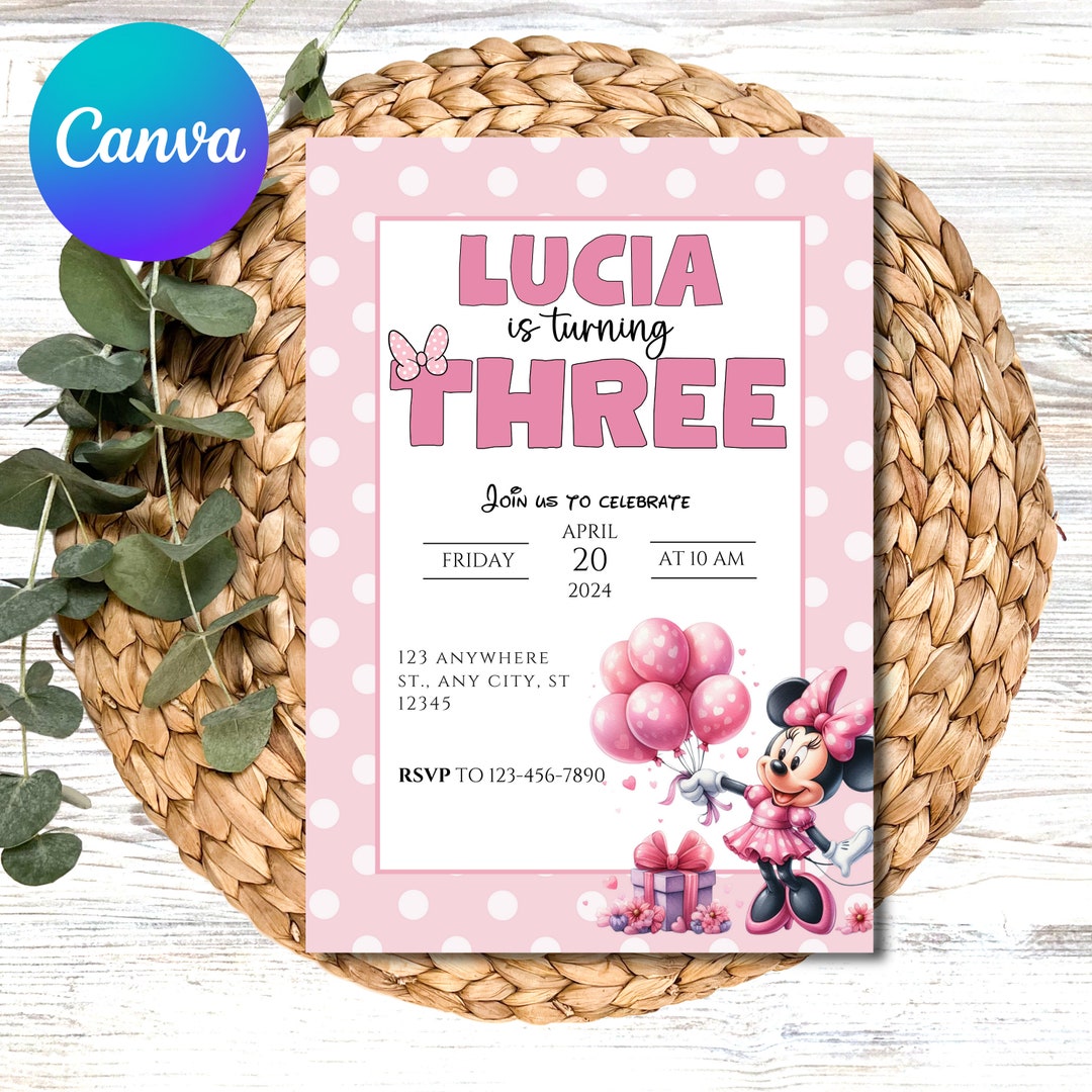 Minnie Mouse Invitation, Instant Downloadable Template, Minnie Mouse ...