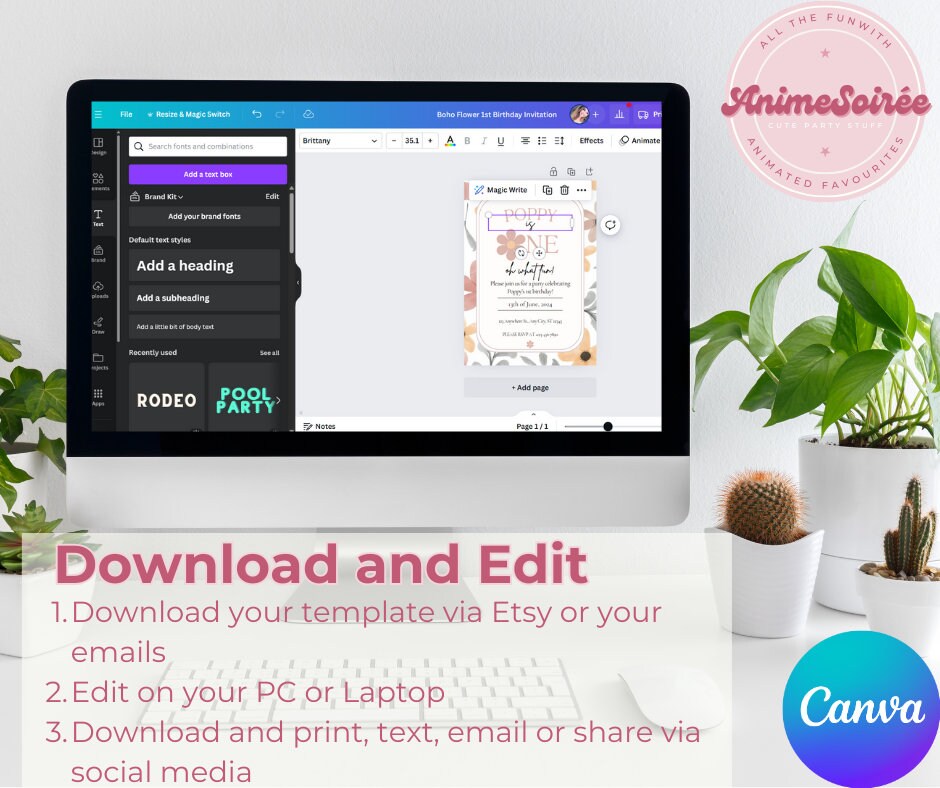 Pikachu Invitation, Canva Template, Editable Invite, Girl Pokemon Girl ...