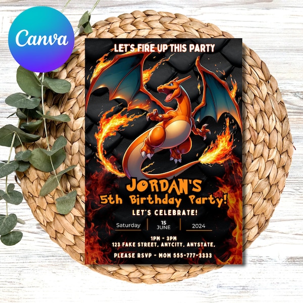 Charizard Invitation - Etsy