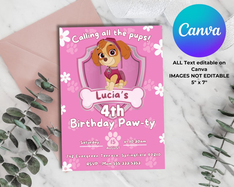 Paw Patrol Invitation Template, Instant Download, Paw Patrol Party ...