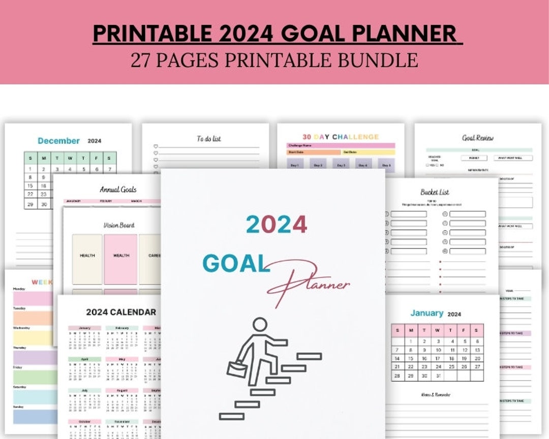 2024 Goal Tracker SMART Goal Setting Kit New Year Monthly Habits ...
