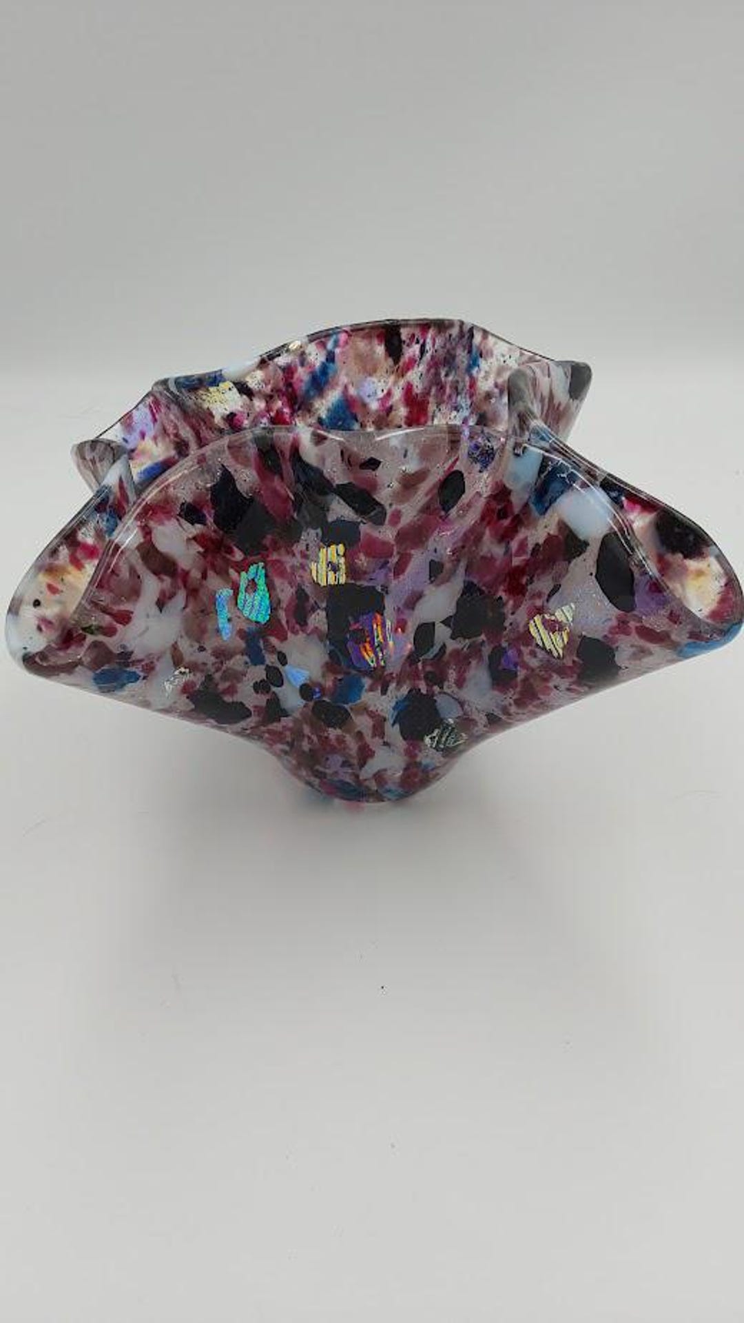 Slumped Vase Made From 90coe (bullseye) Glass and Dichroic Flakes - Etsy