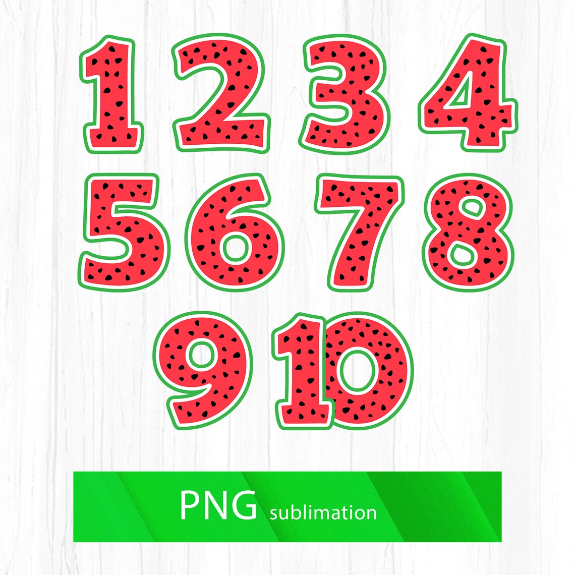 Rainbow Birthday Bundle PNG for Crafters, Watermelon Numbers Png ...