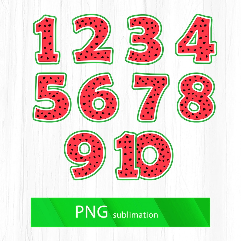 Rainbow Birthday Bundle PNG for Crafters, Watermelon Numbers Png ...