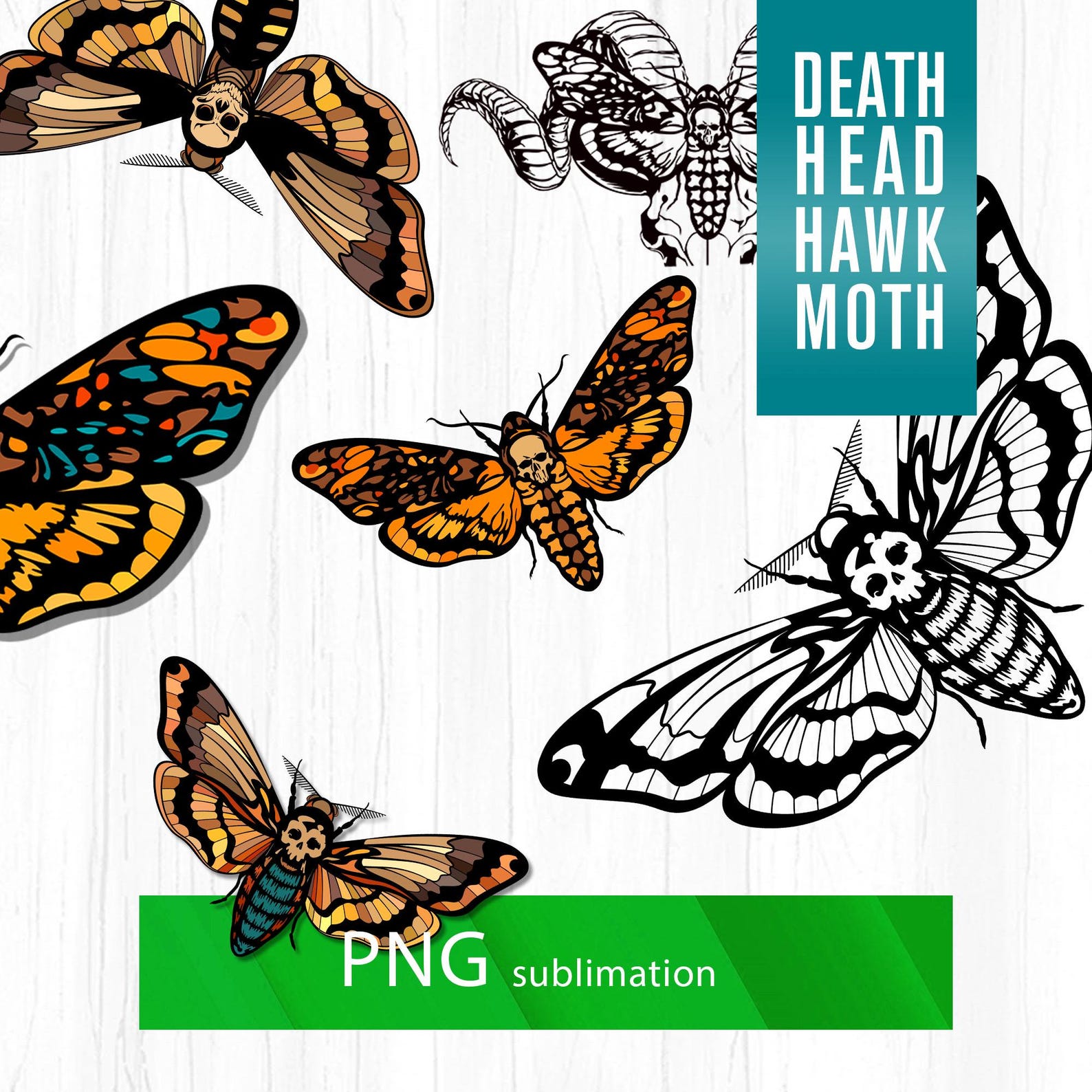 Death Head Moth PNG Bundle, Moth With Skull Png, Gothic T-shirt Design ...