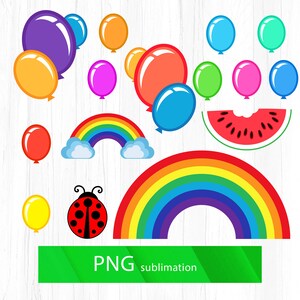 Rainbow Birthday Bundle PNG for Crafters, Watermelon Numbers Png ...