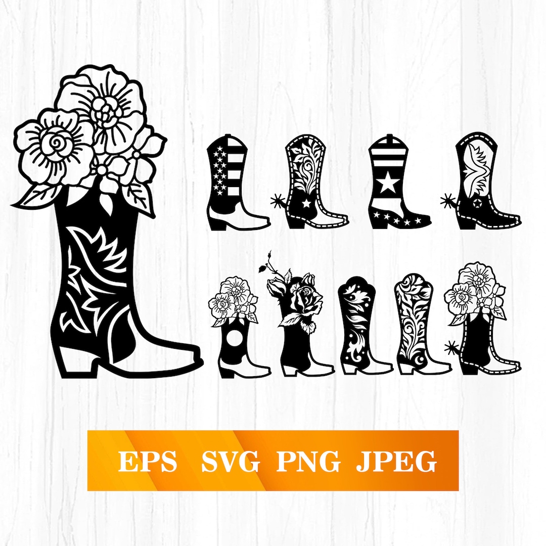 Cowgirl Boots Svg Bundle, Cowgirl Boots Png, Cowboy Boots Svg, Western ...