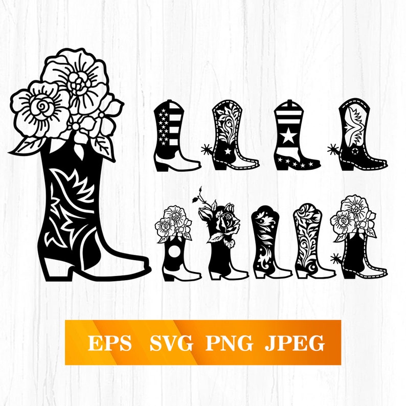 Cowgirl Boots Svg Bundle, Cowgirl Boots Png, Cowboy Boots Svg, Western ...