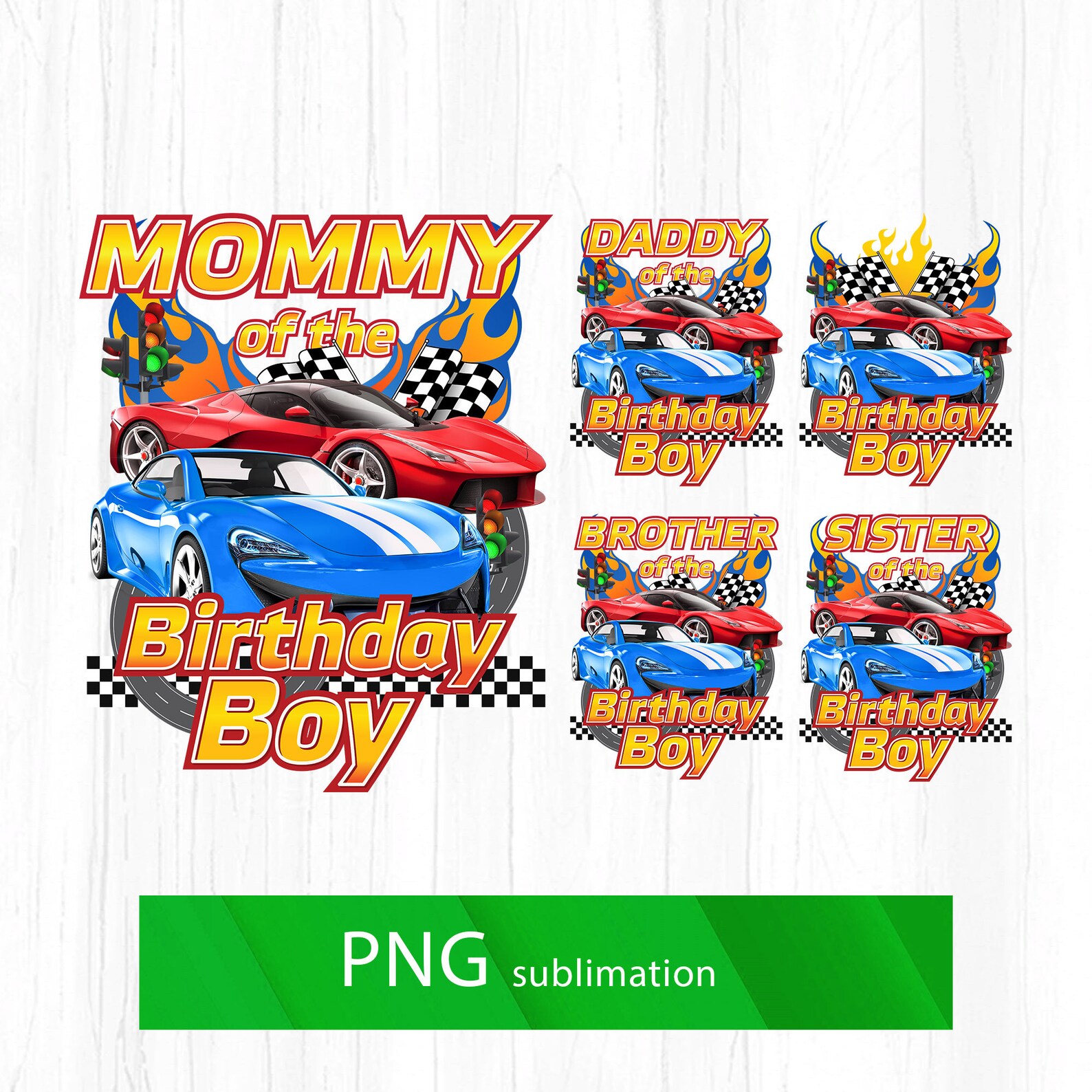 Racing Cars Birthday Boy Png Sublimation, Birthday Boy Family Matching ...