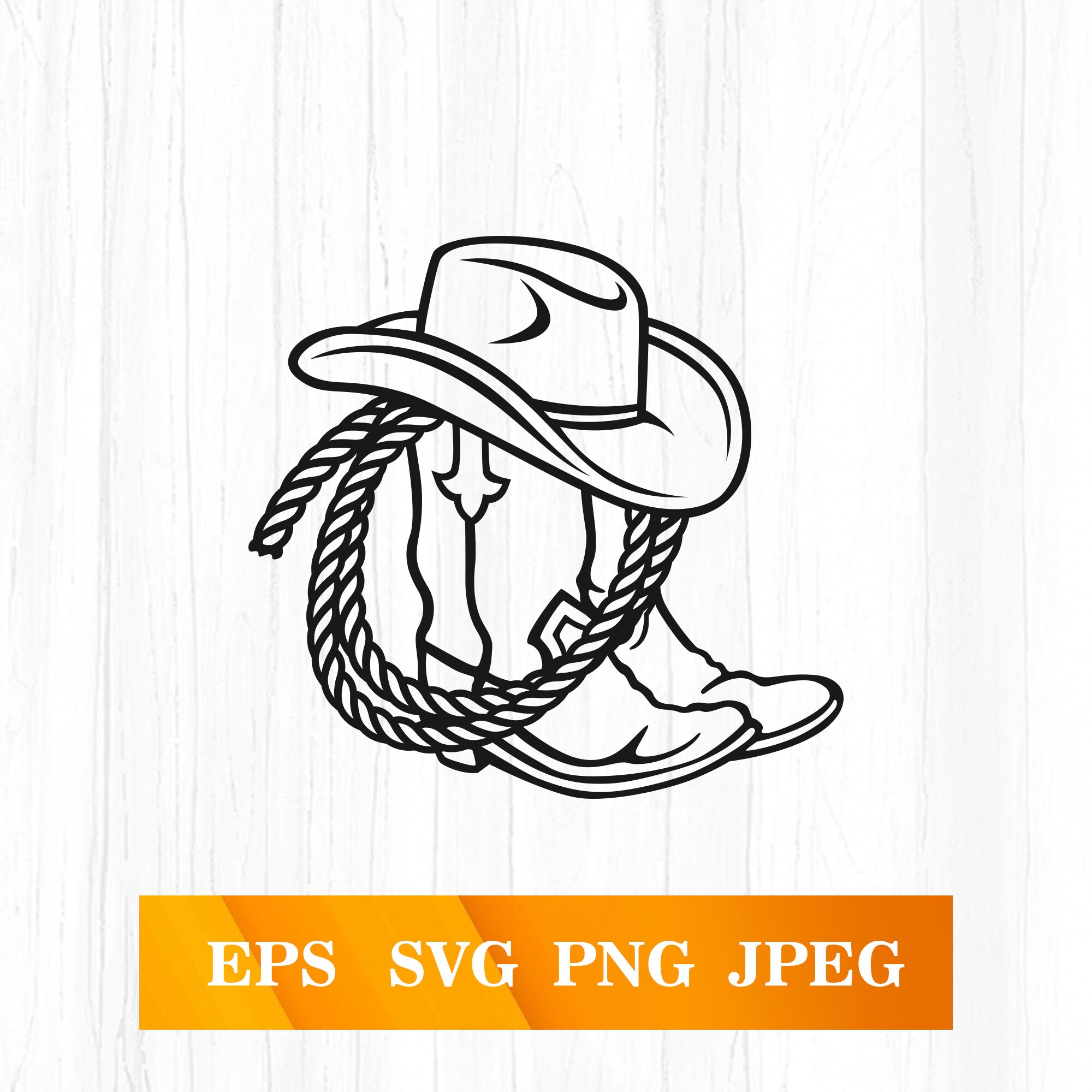 Roping Cowboy Boots Svg, Cowboy Boots and Hat Png, Western Design Svg ...