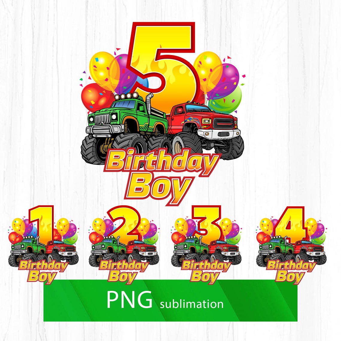 Monster Truck Birthday Boy Numbers Png, Monster Truck Boy Png, Birthday ...
