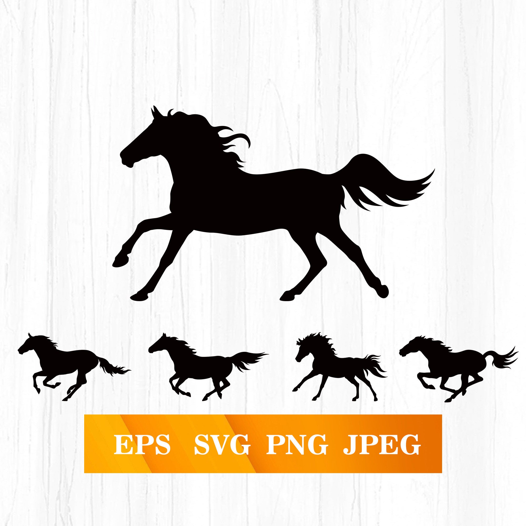 Running Horses Silhouettes Svg Png Sublimation, Cricut File, Horse Png ...