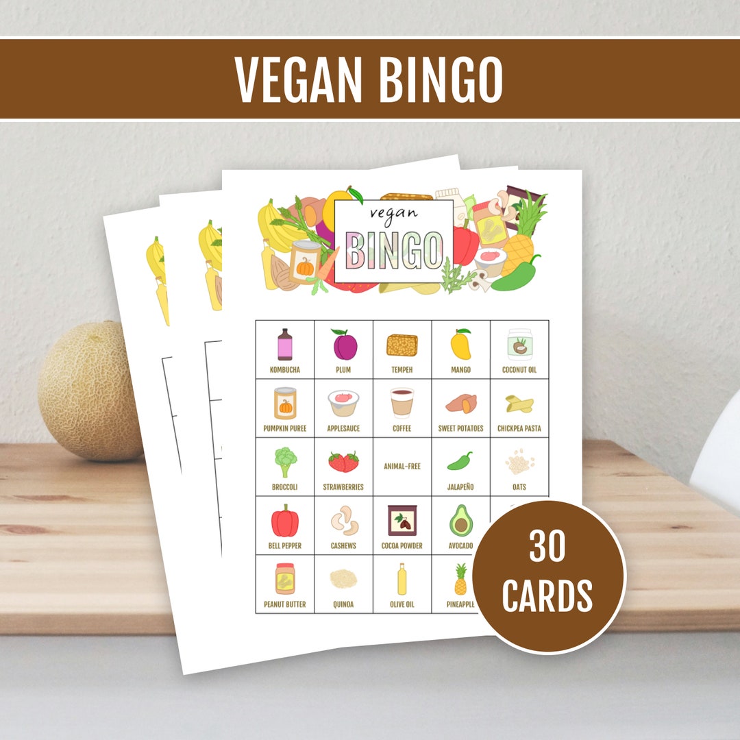 Printable Vegan Food Bingo Game Vegan Learning Activity Vegan Party ...