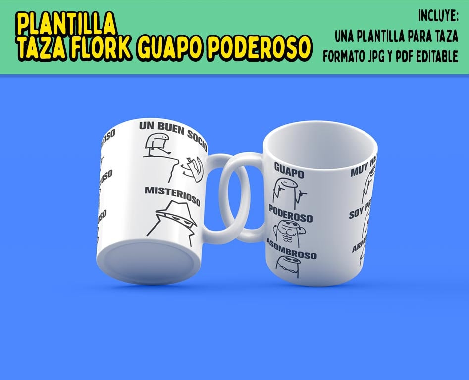 Plantilla Taza Guapo Poderoso Flork - Etsy México