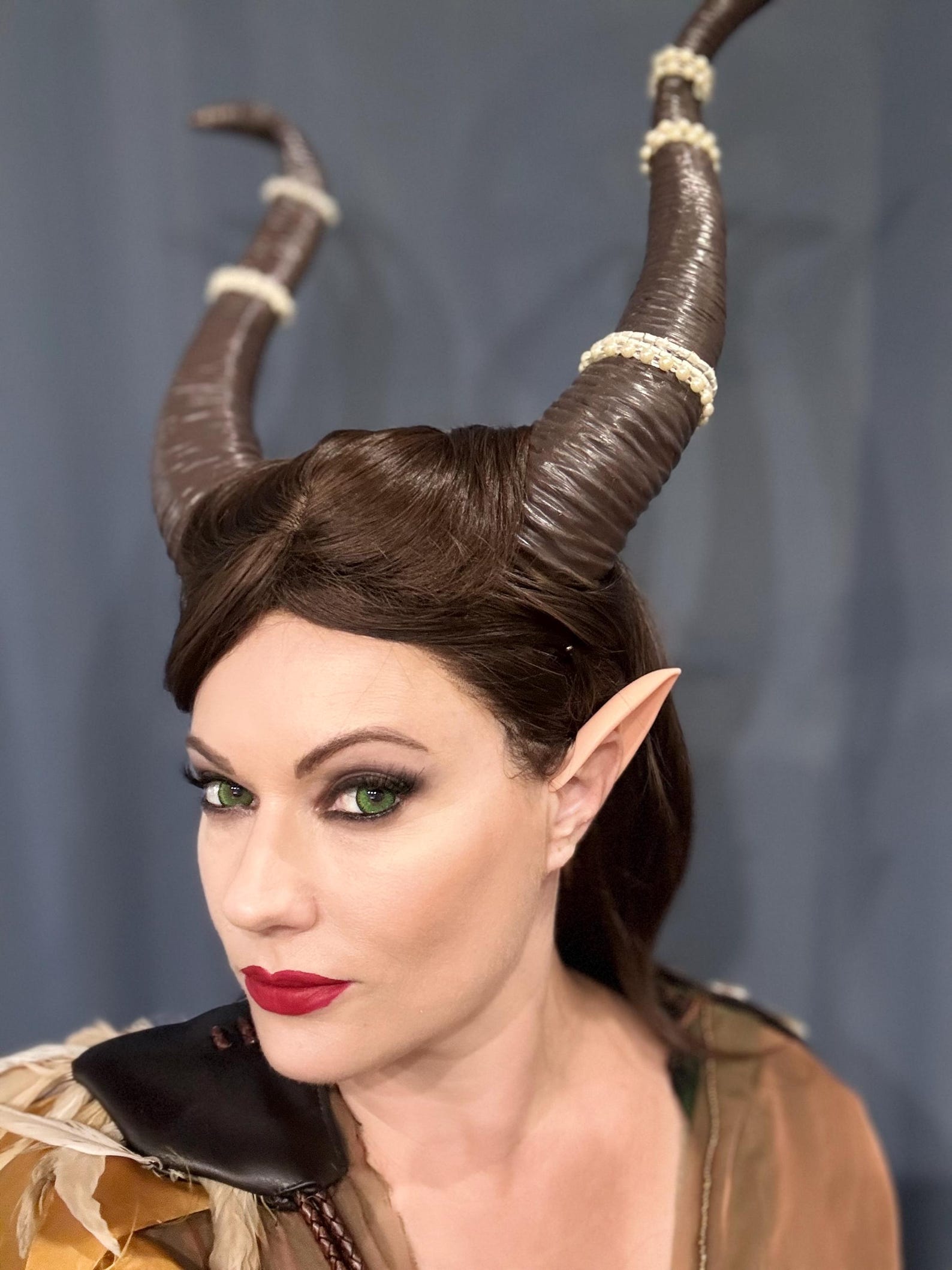 Maleficent Brown Fey Costume With Wings and Wig With Horns - Etsy