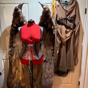 Maleficent Brown Fey Costume With Wings and Wig With Horns - Etsy