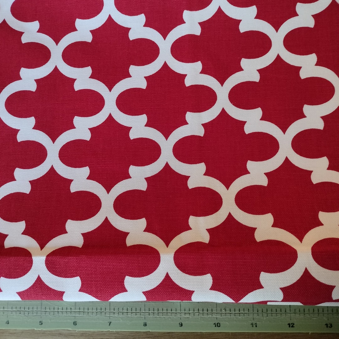 RED MOROCCAN FABRIC, Yardage, Fabric by the Yard, Red and White Premier ...