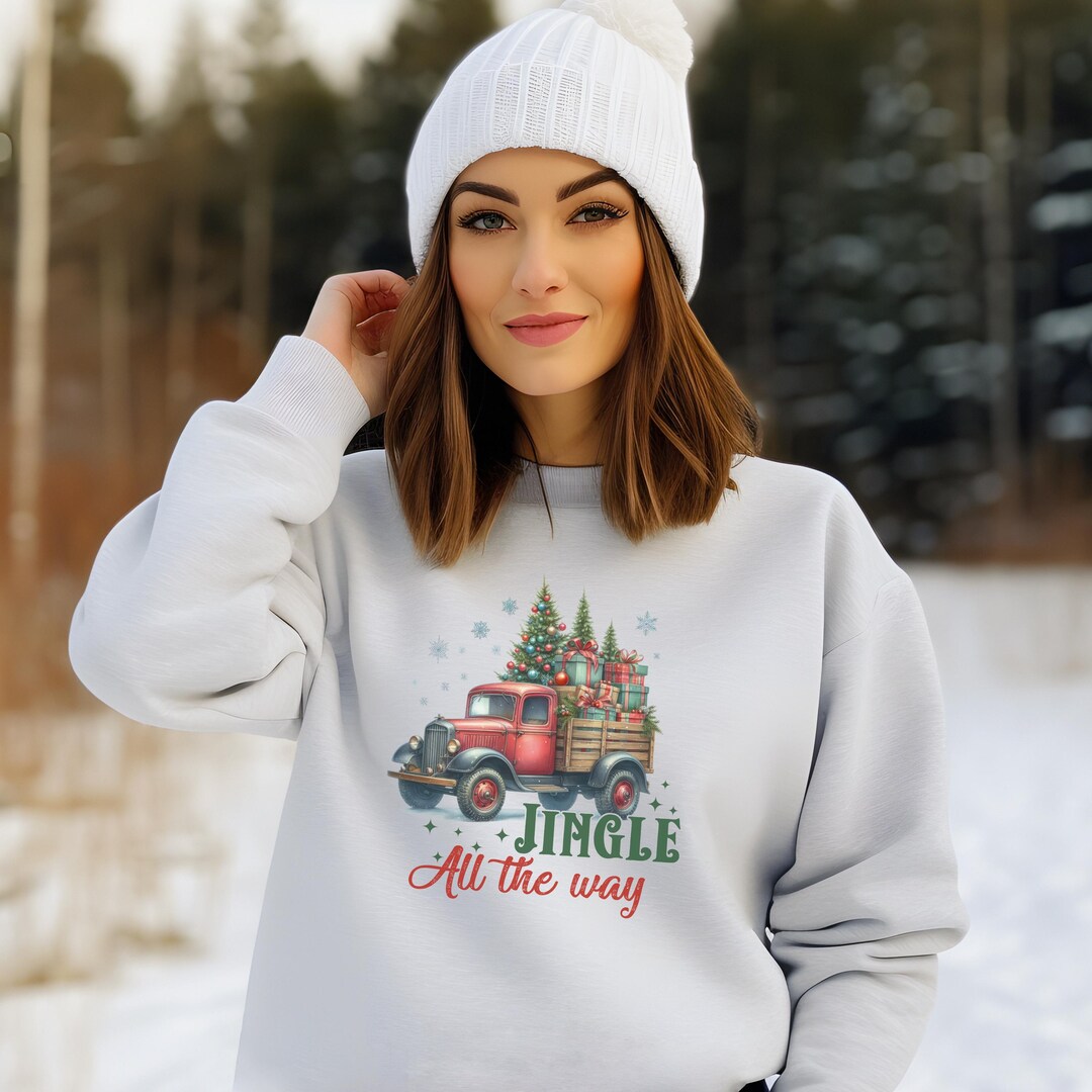 Jingle All the Way Sweater Family Holiday Sweatshirt Christmas Truck ...