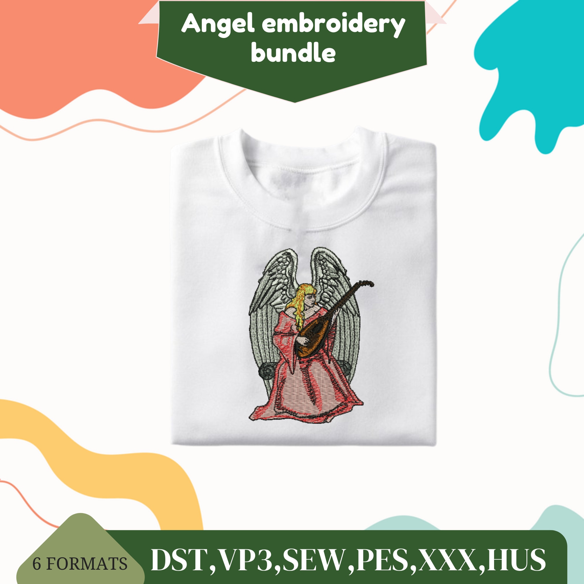 Angel Embroidery Designs, Cute Angels Embroidery, Angel Wings ...