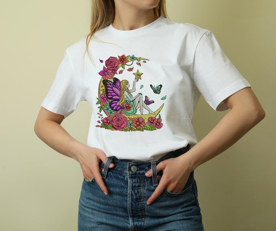 Fairy Embroidery Designs, Magic Fairy Embroidery, Pink Fairy Embroidery ...