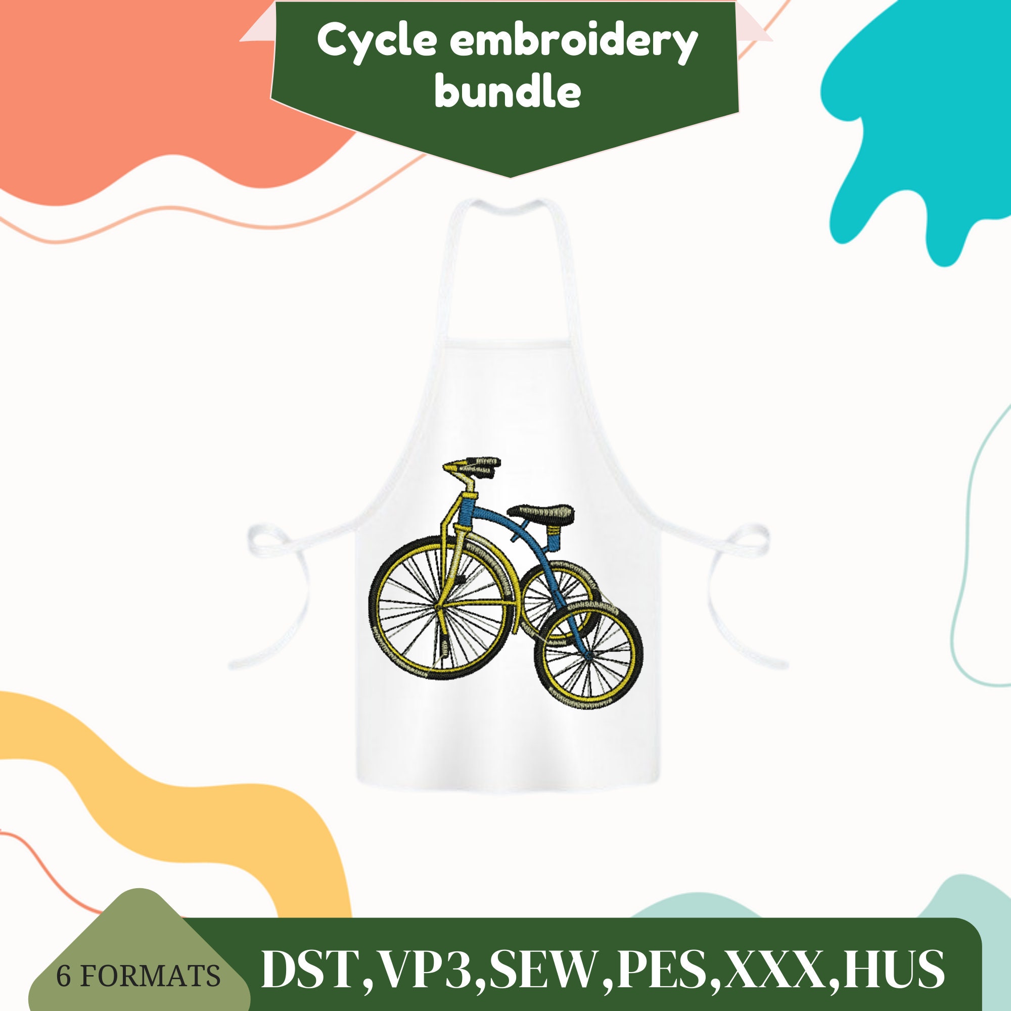 Bicycle Embroidery Design, Cycle Embroidery, Bike Embroidery ...